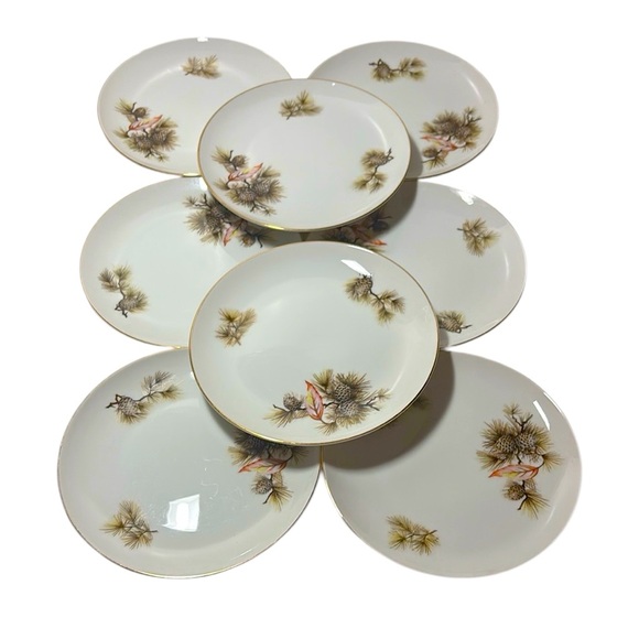crest wood china | Dining | Crest Wood China Pinecone Bread Plate Set ...